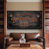 Personalized Home Bar Sign - Bourbon Whiskey Man Cave Sign – Caveman Decor