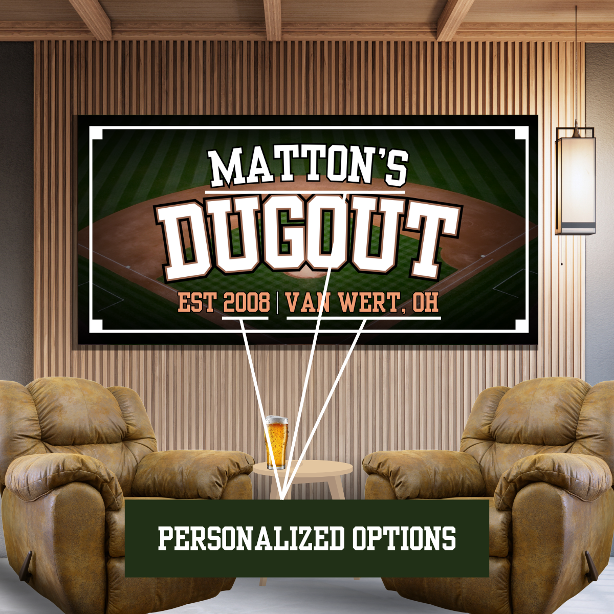 Vintage Home Bar Sign | Personalized 1920s Art Deco Canvas – Caveman Decor