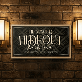 Vintage Home Bar Sign | Personalized 1920s Art Deco Canvas – Caveman Decor